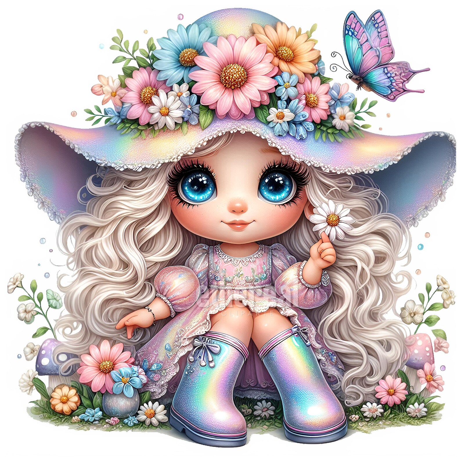 Watercolor Spring Gnome Clipart Set, Commercial Use (digital Download ...