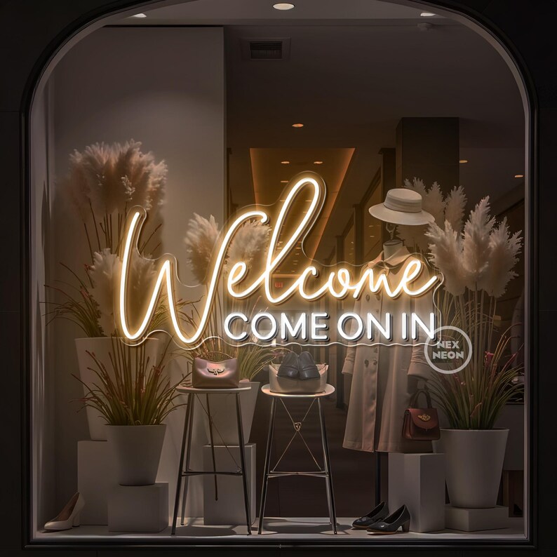 Welcome Come on in LED Neon Sign, Custom Neon Light, Shop Sign, Bar ...