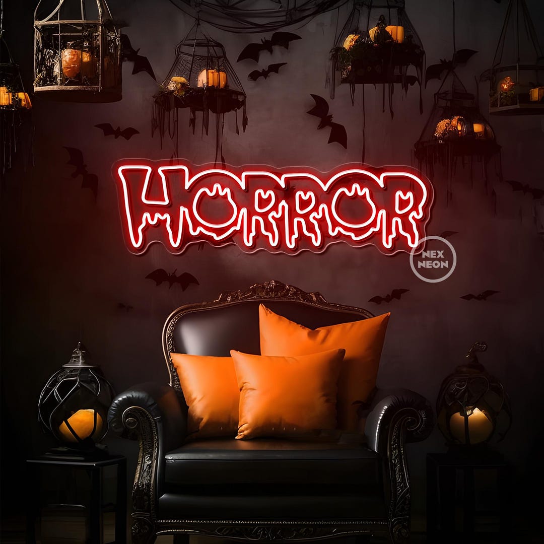 Horror Neon Sign, Gothic Decor Movie Room Display Gift for Horror Decor ...