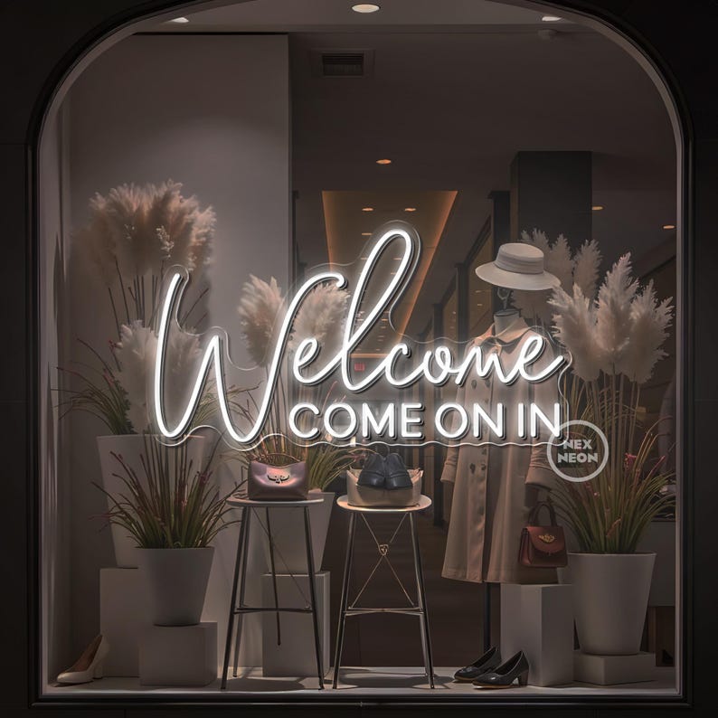 Welcome Come on in LED Neon Sign, Custom Neon Light, Shop Sign, Bar ...