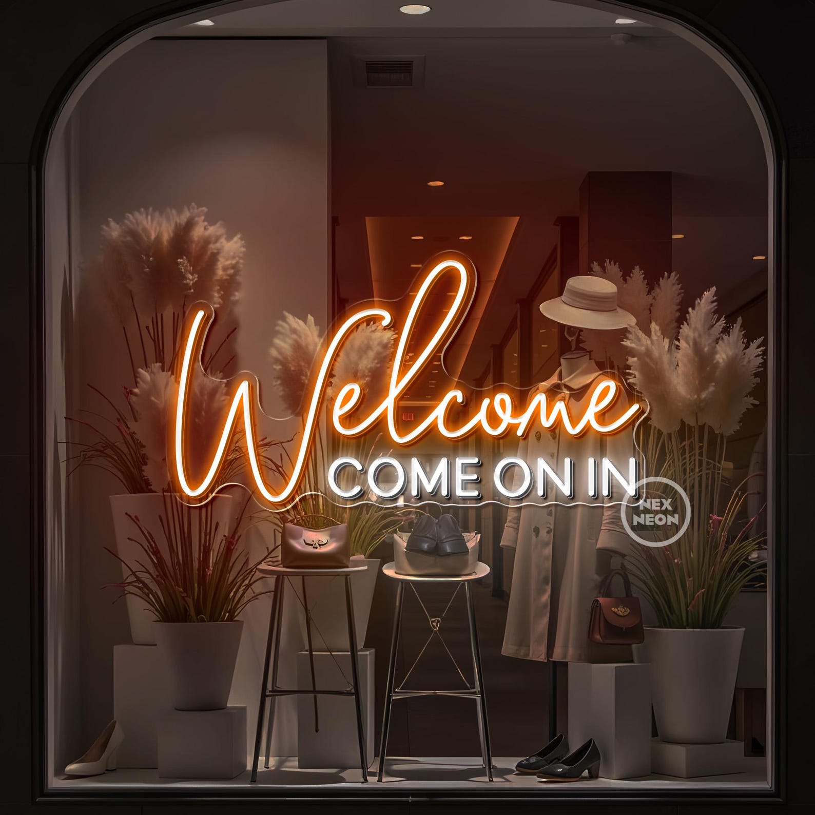 Custom 'welcome' LED Neon Sign, Storefront Decor - Etsy