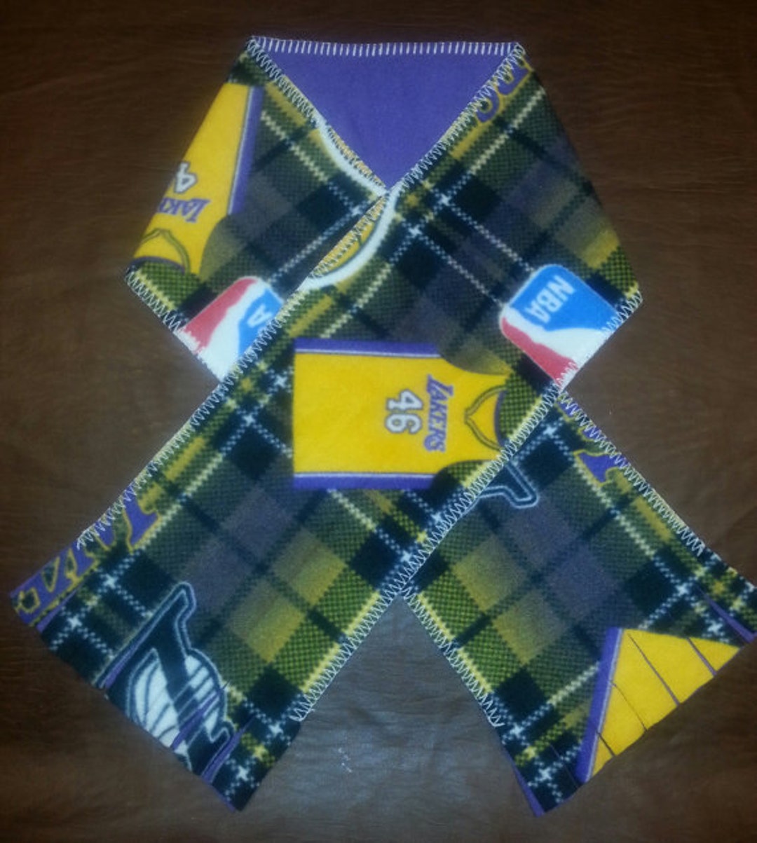 SALE NBA LA Lakers Plaid Fleece Fabric Fringed Scarf - Etsy