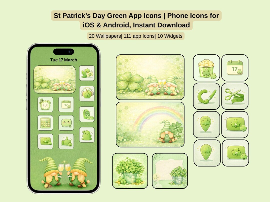 St Patrick’s Day Green App Icons Phone Theme Ios Android | Instant ...