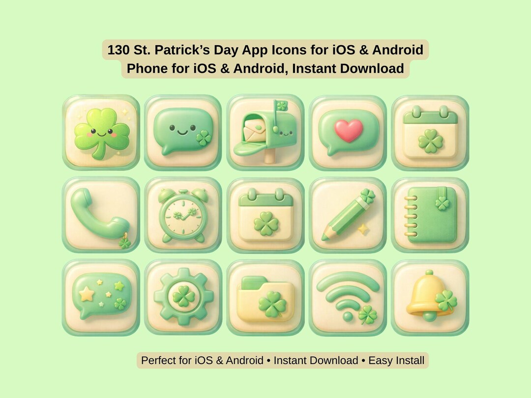 130 St. Patrick’s Day Phone Icons, Pastel Green Jelly for Ios & Android ...