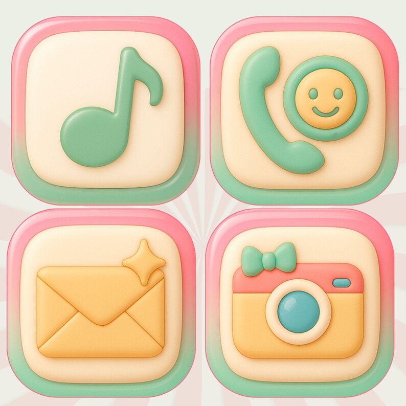 Kawaii Jelly Candy App Icons: 3D Pastel Icon Pack (135 Icons) - Etsy