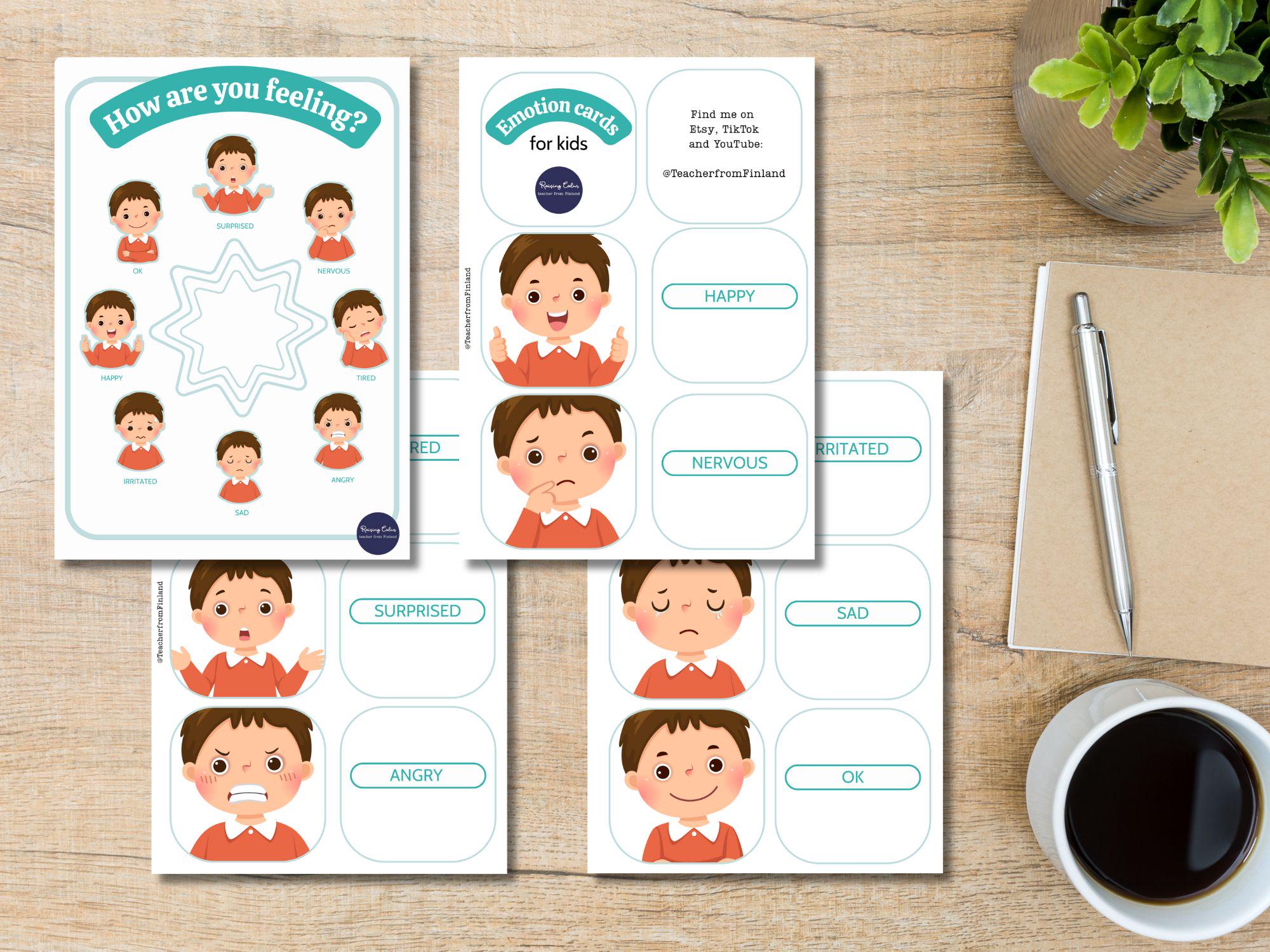 Printable Emotion Cards & Feelings Chart for Kids | SEL Activities for ...
