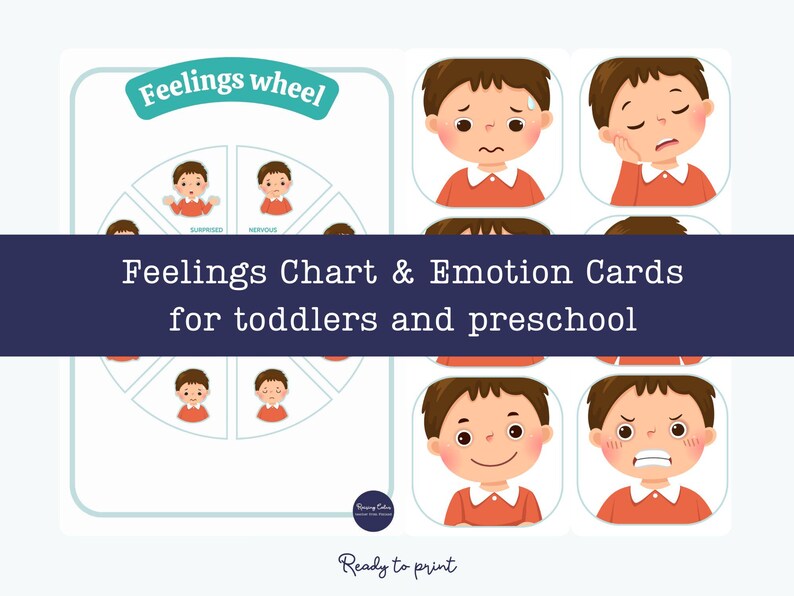 Feelings Wheel & Emotion Cards for Kids I 8 Core Emotions Printable I ...