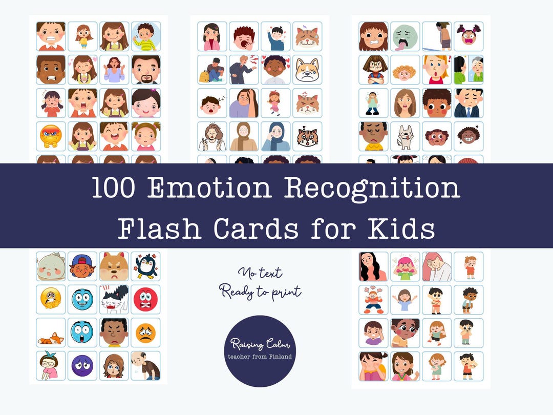 100 Emotion Flash Cards for Kids | No Text Feelings Cards | SEL ...