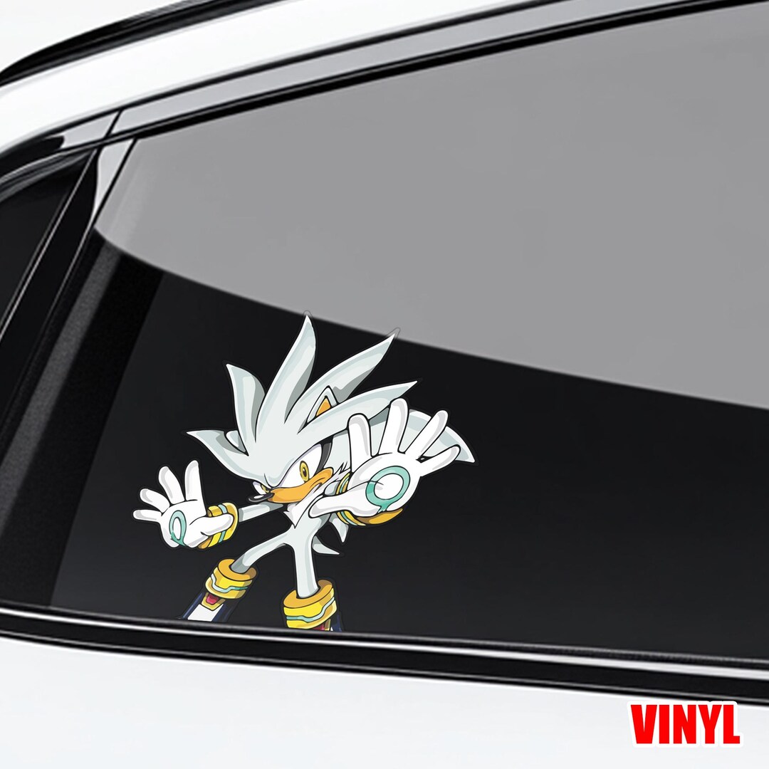 Silver Peeker Sticker, Telekinesis Hedgehog Peeking Car Window Vinyl ...