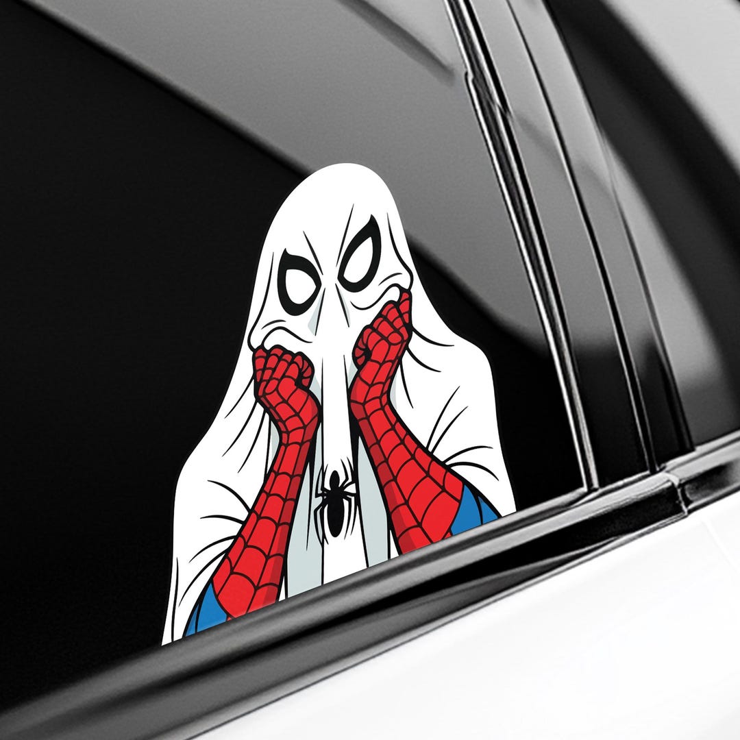 Funny Spider-man Halloween Sign Vinyl Sticker, Spider Man Peeker, Vinyl ...