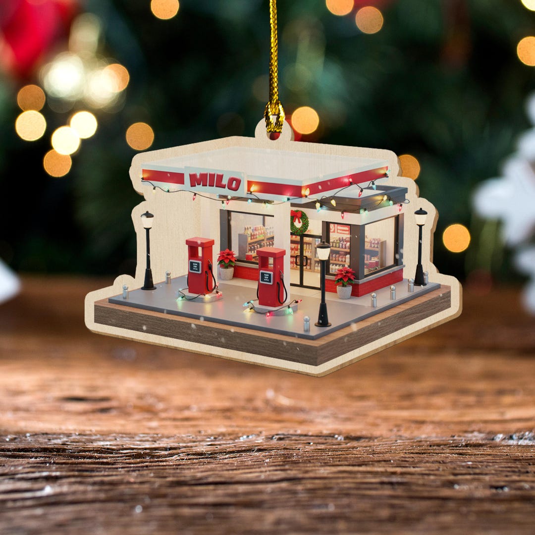 Custom Name Gas Station Christmas Ornament, 2D Flat Ornament, Gasoline ...