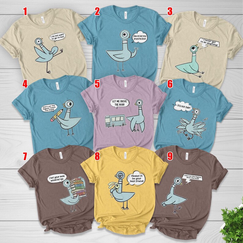 Pigeon Teachers Group Costume Shirt Pigeon Teacher Tee Children Book ...