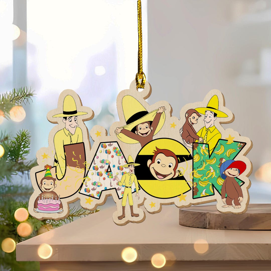 Custom Curious George Ornament, Custom Name and Year, Customized ...