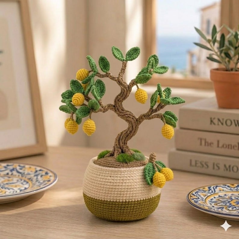 Multiple Crochet Fruit Bonsai Tree, Amigurumi Artificial Potted Plant ...