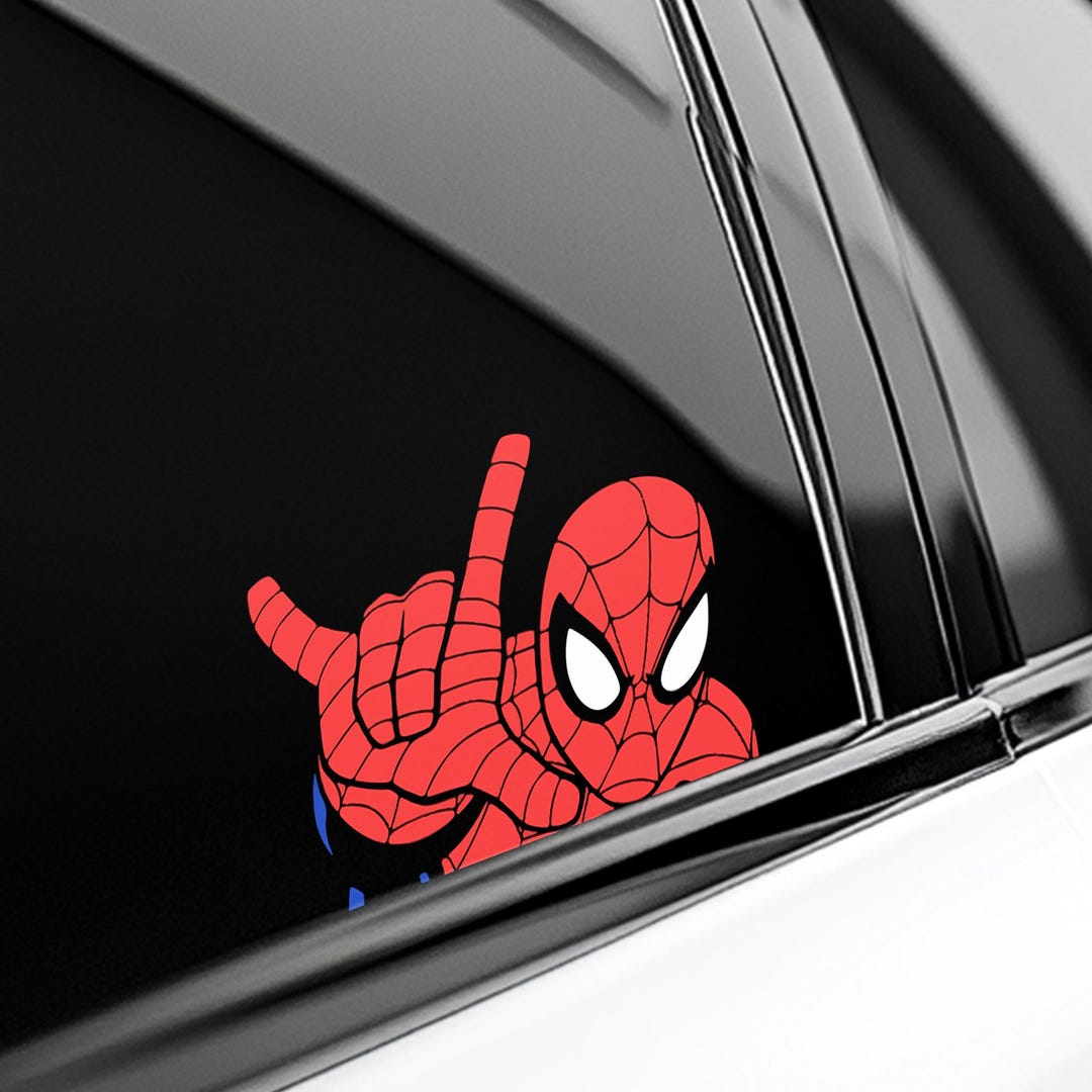 Spider Man Peeker Peeking Peekabo Car Decals Movie Bumper Sticker ...