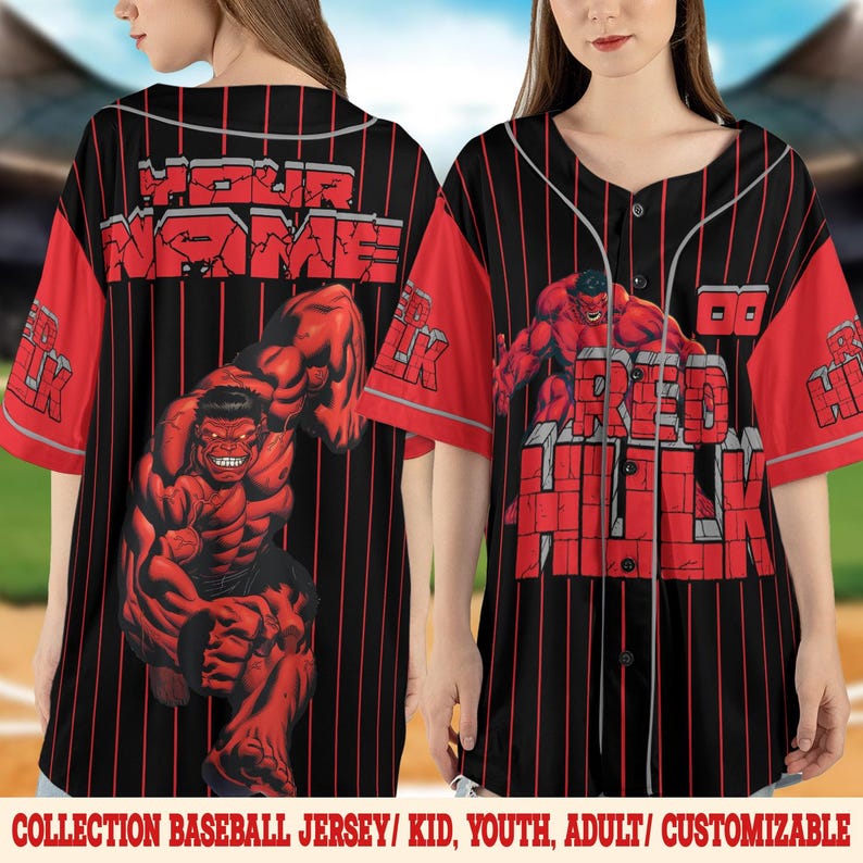 Custom Marvel Red Hulk Jersey, Captain America Brave New World ...