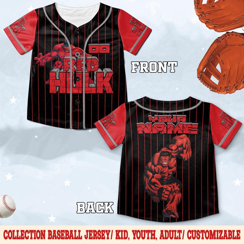 Custom Marvel Red Hulk Jersey, Captain America Brave New World ...