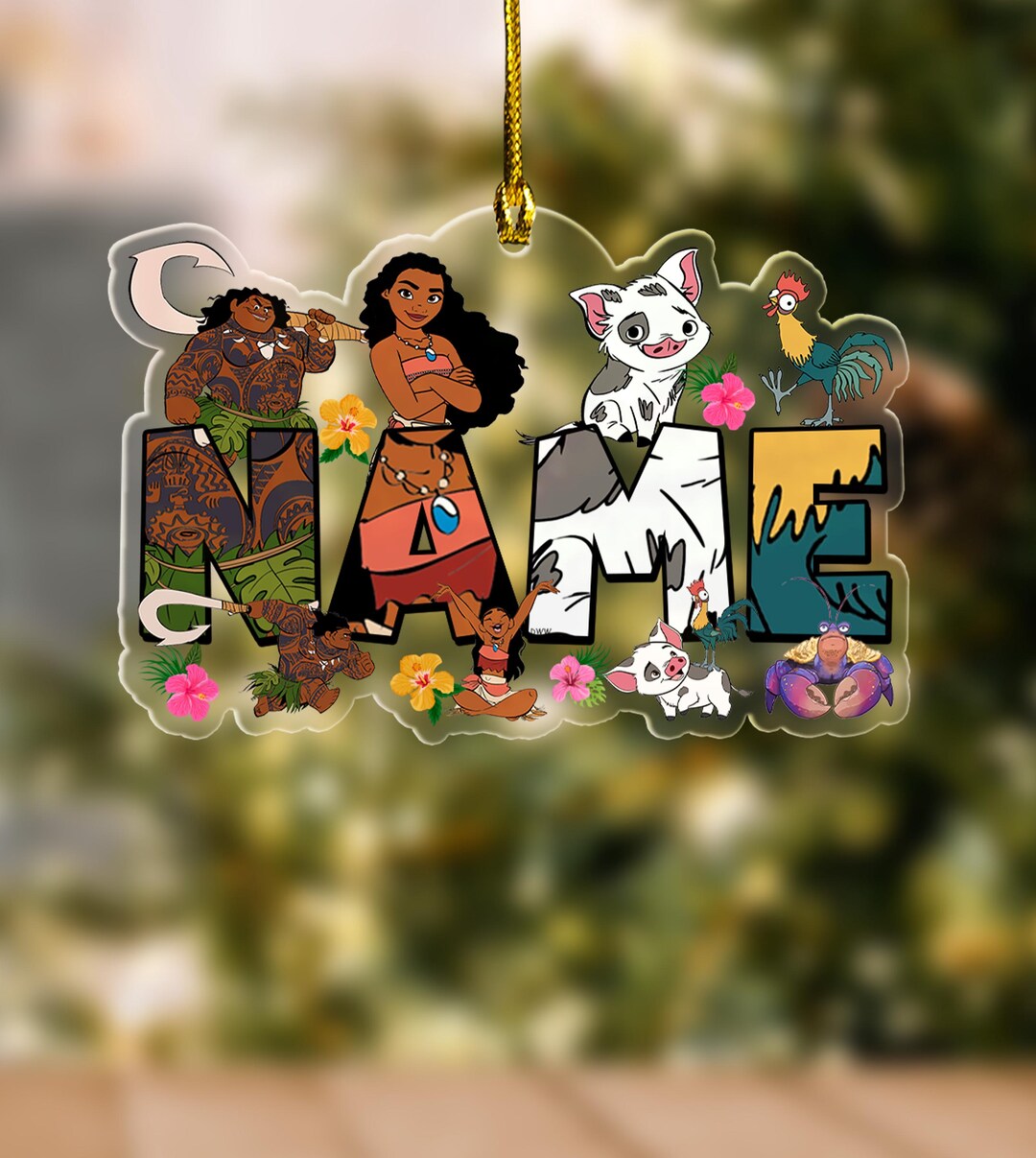Personalized Moana Princess Christmas Ornament, Moana Family and Group ...