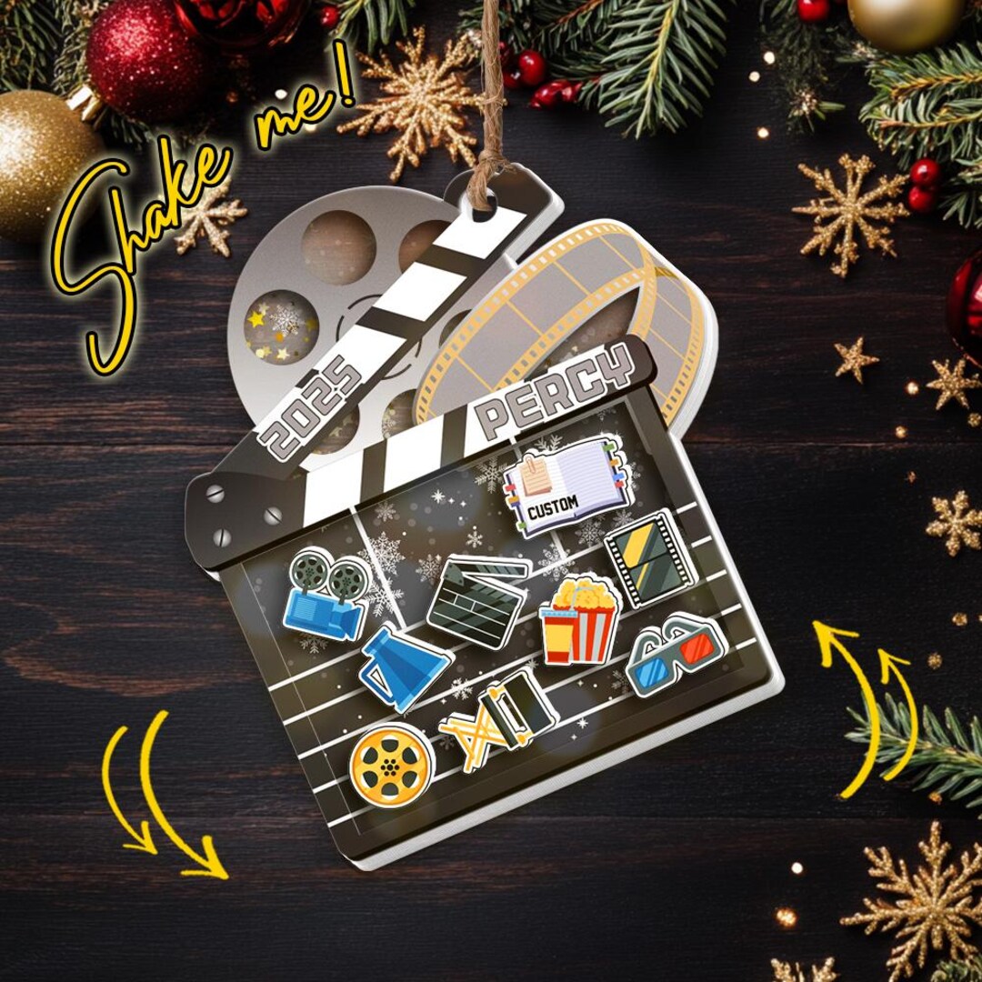 Movie Maker Clapperboard Shaker Ornament, Personalized Film Maker ...