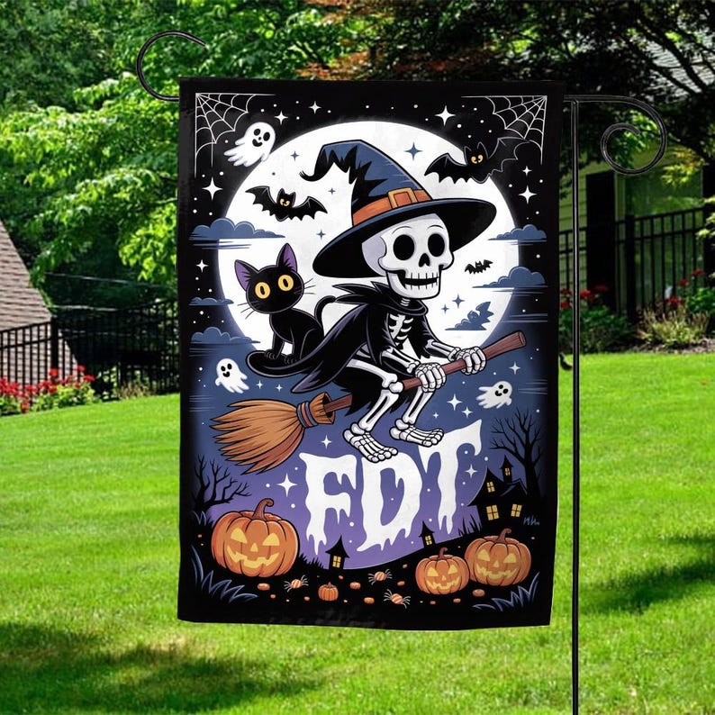 Anti-trump Skeleton Protest Garden Flag, Halloween Resist Fascism Yard ...