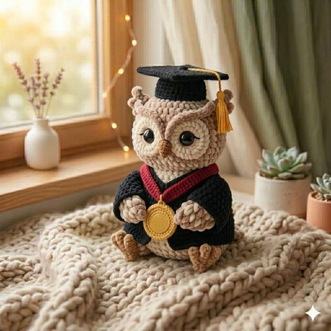 Multiple Crochet Graduation Animal, Handmade Amigurumi With Cap and ...