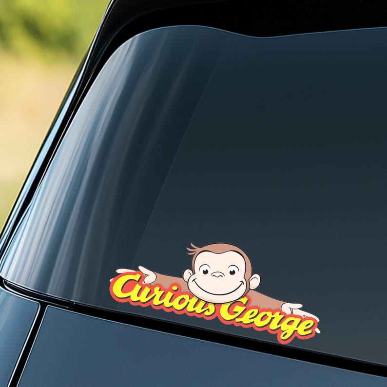 Funny Curious George Peeker Peeking Car Window Decals, Bumper Vinyl ...