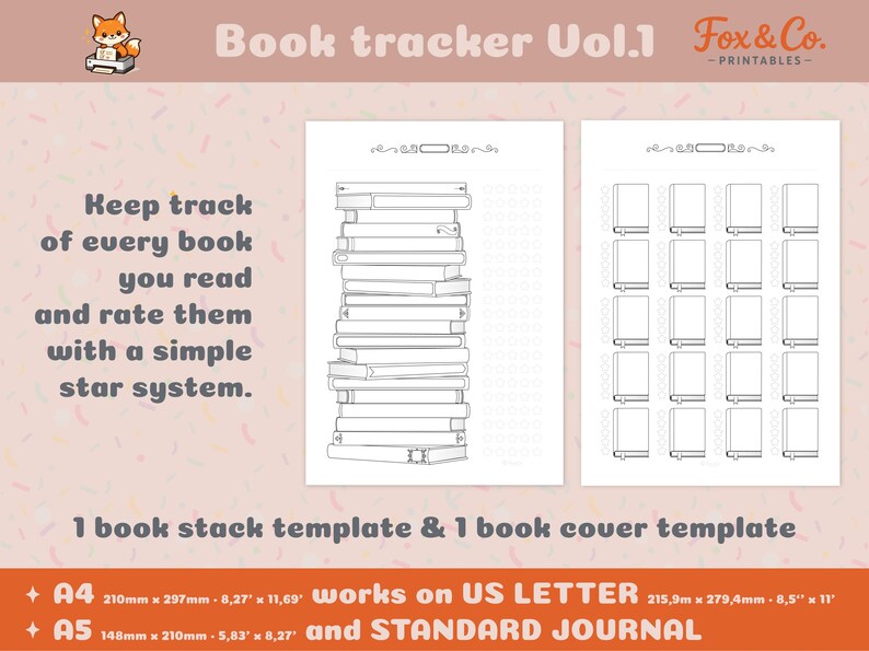 Book Tracker Vol.1 - Track Your Reads & Rate With Stars - Etsy