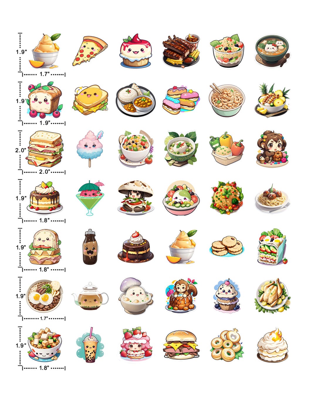 Kawaii Food & Sweets Sticker Pack – 600 Die-cut Vinyl Decals - Etsy