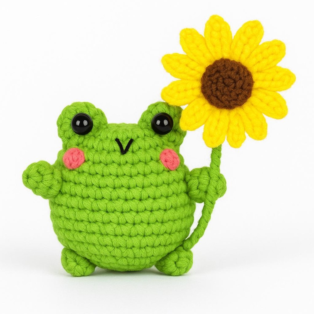 Crochet Frog and Sunflower Amigurumi Sunflower Umbrella, Kawaii ...