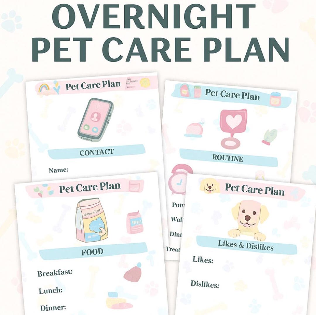 Overnight Pet Care Plan | Printable Dog Sitter Template | Editable ...
