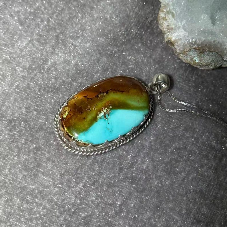 Beautiful Royston Ribbon Turquoise Silver Pendant – Natural US ...