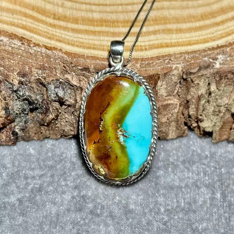 Beautiful Royston Ribbon Turquoise Silver Pendant – Natural US ...