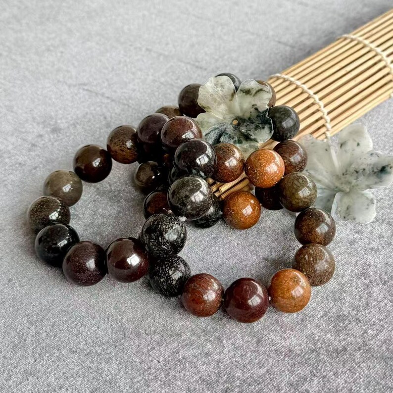 Dinosaur Bone Fossil Beaded Bracelet 16mm – Natural Fossil Jewelry ...
