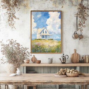 Coastal Farmhouse Wall Art, Rustic Framed Canvas, Cottage Wall Accent ...