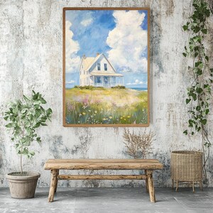Coastal Farmhouse Wall Art, Rustic Framed Canvas, Cottage Wall Accent ...
