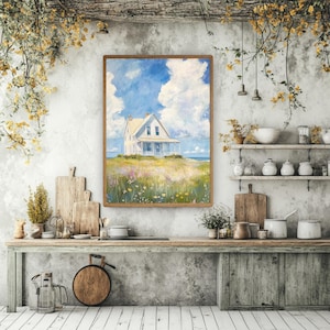 Coastal Farmhouse Wall Art, Rustic Framed Canvas, Cottage Wall Accent ...