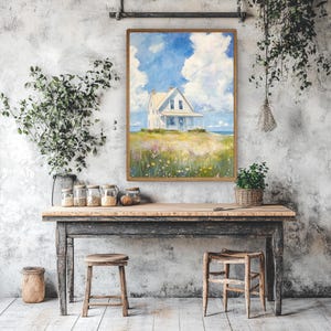 Coastal Farmhouse Wall Art, Rustic Framed Canvas, Cottage Wall Accent ...