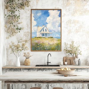 Coastal Farmhouse Wall Art, Rustic Framed Canvas, Cottage Wall Accent ...