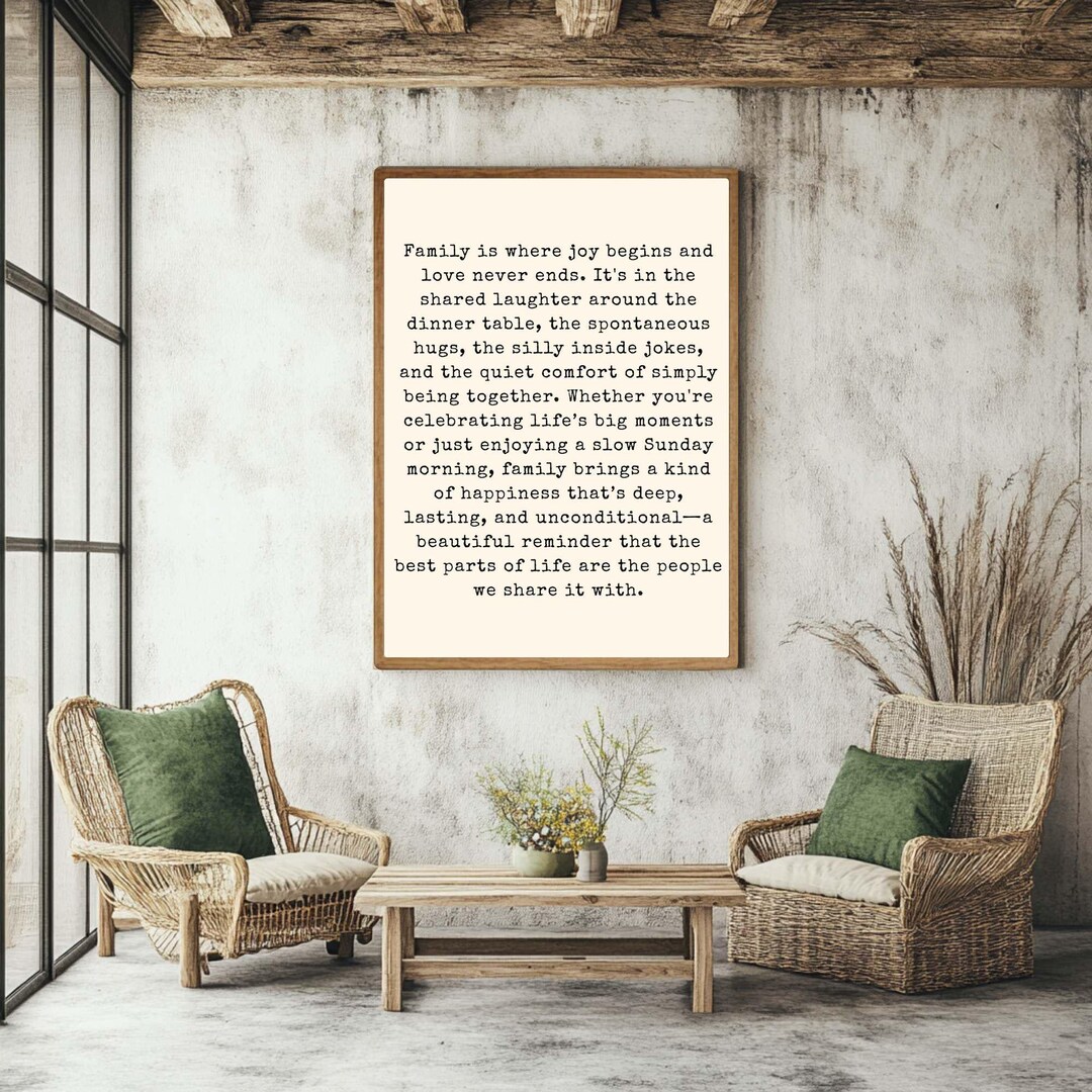 Family Quote Wooden Framed Canvas Art, Inspirational Home Quote ...