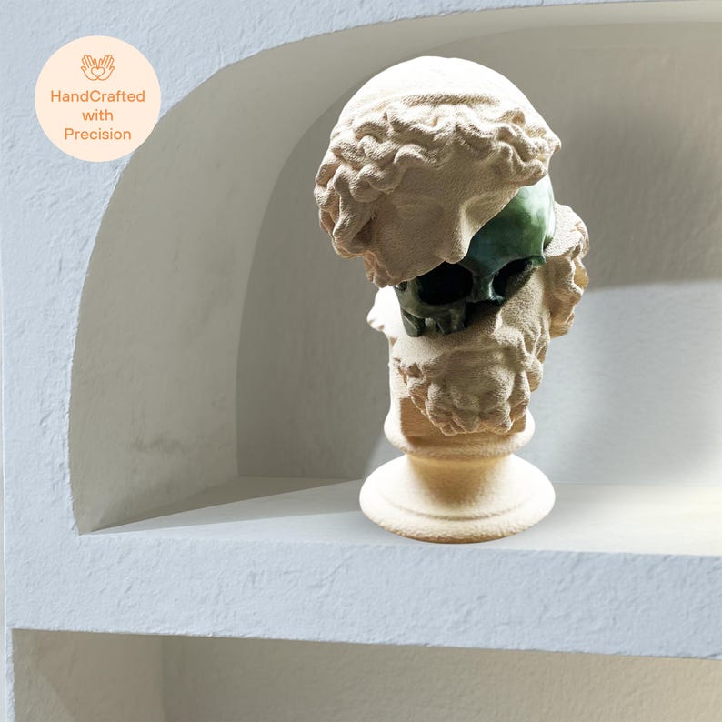 Skull of Insight Sculpture – 3D Printed Memento Mori Bust, Gothic Home ...
