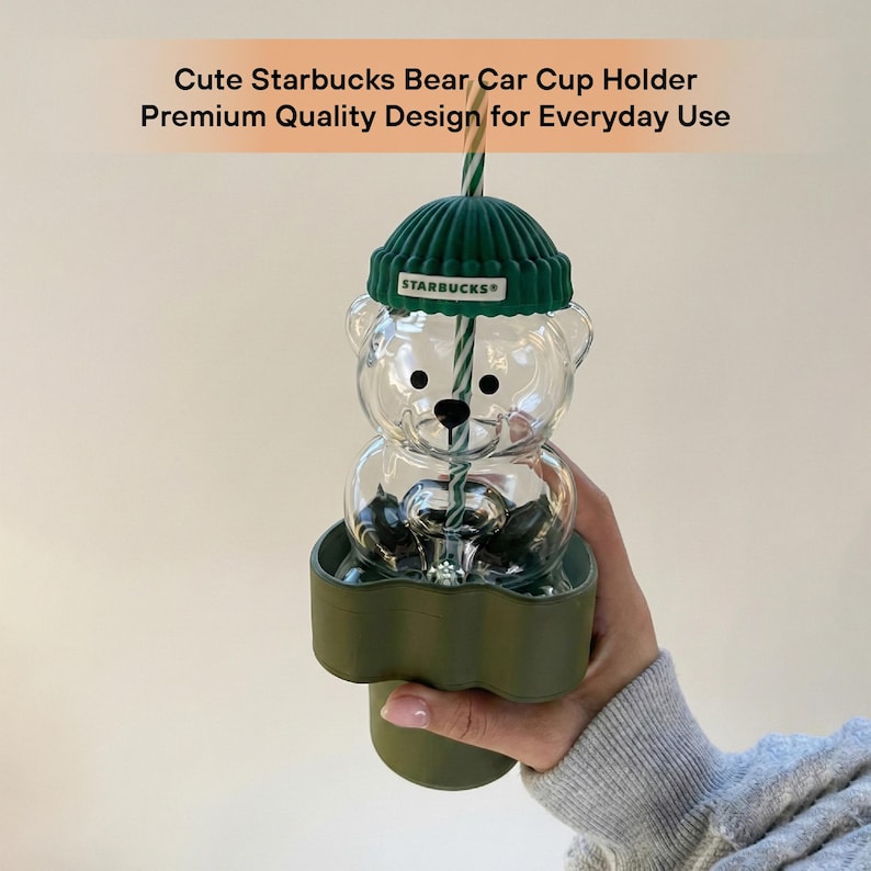 JDI Art Cute Starbucks-style Bear Cup Holder for Car – Trendy Bear ...