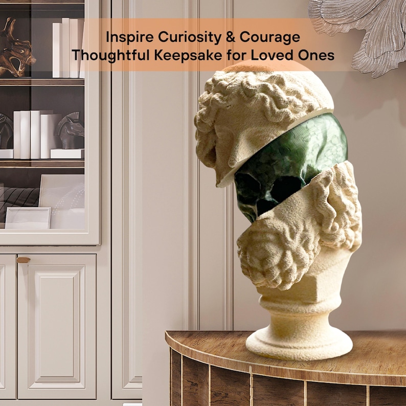 Skull of Insight Sculpture – 3D Printed Memento Mori Bust, Gothic Home ...