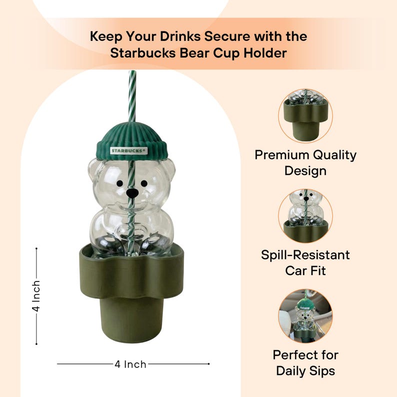 JDI Art Cute Starbucks-style Bear Cup Holder for Car – Trendy Bear ...