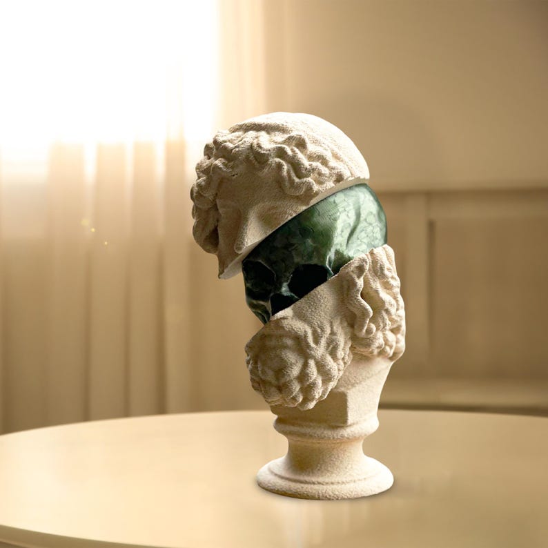Skull of Insight Sculpture – 3D Printed Memento Mori Bust, Gothic Home ...