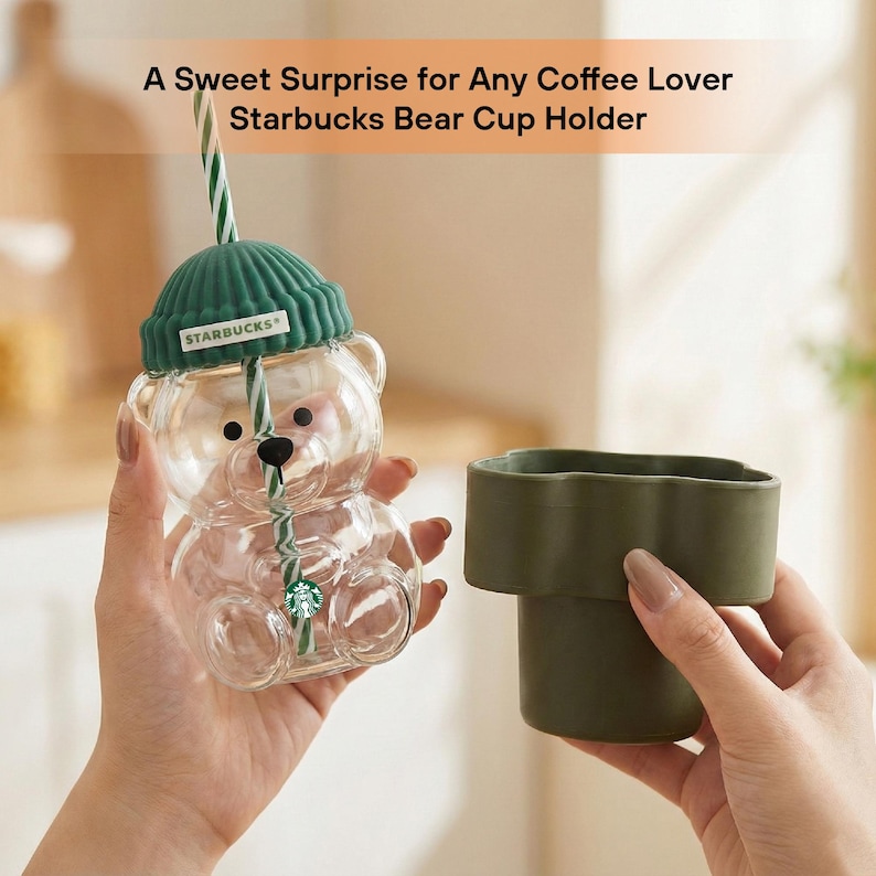 JDI Art Cute Starbucks-style Bear Cup Holder for Car – Trendy Bear ...
