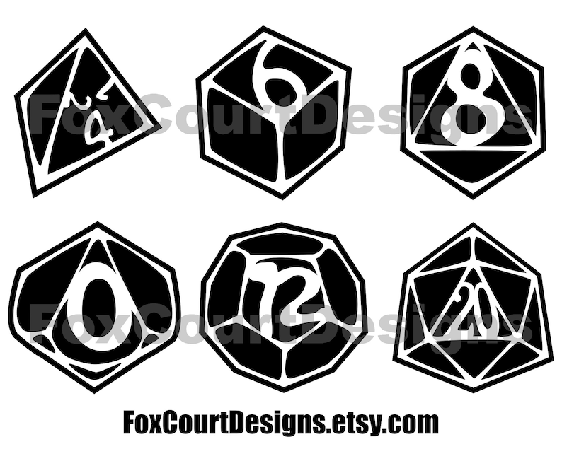 Dice Set - SVG File Set for Vinyl or Paper Cutting, Tabletop Gaming Set ...