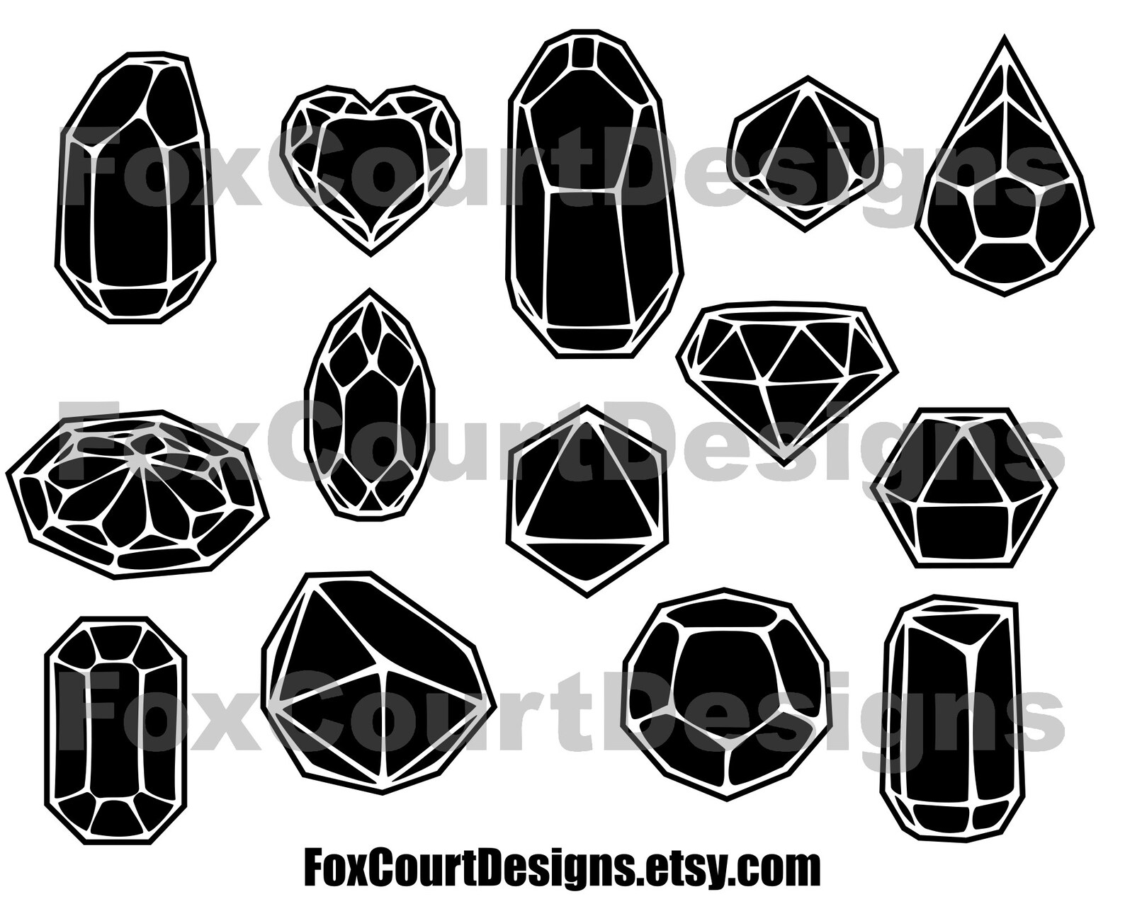 Gemstone Set - SVG Files for Paper and Vinyl Cutting, Gem Images ...