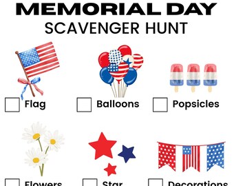 PERSONALIZED Memorial Day Scavenger Hunt for Kids & Toddlers! - Etsy