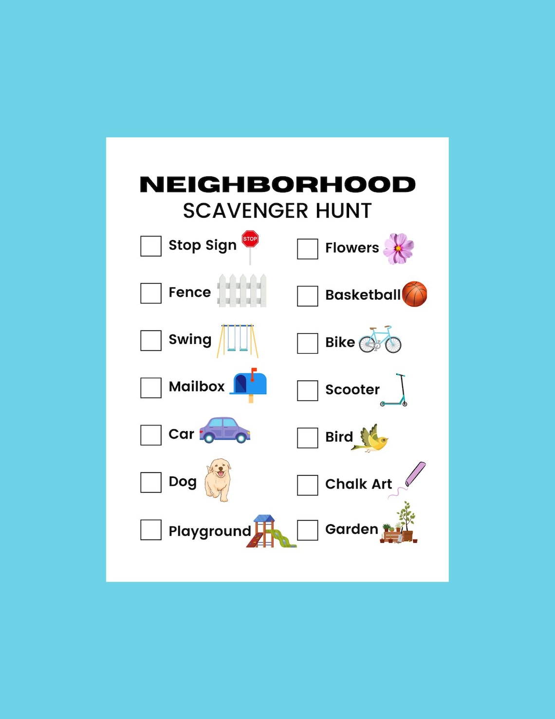 Neighborhood Scavenger Hunt for Kids & Toddlers | Printable Outdoor ...