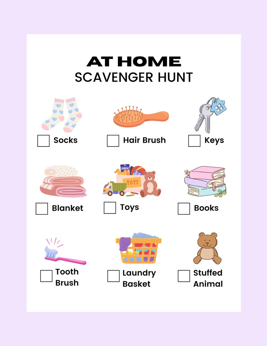 At-home Scavenger Hunt | Printable Indoor Game for Kids | Toddler ...